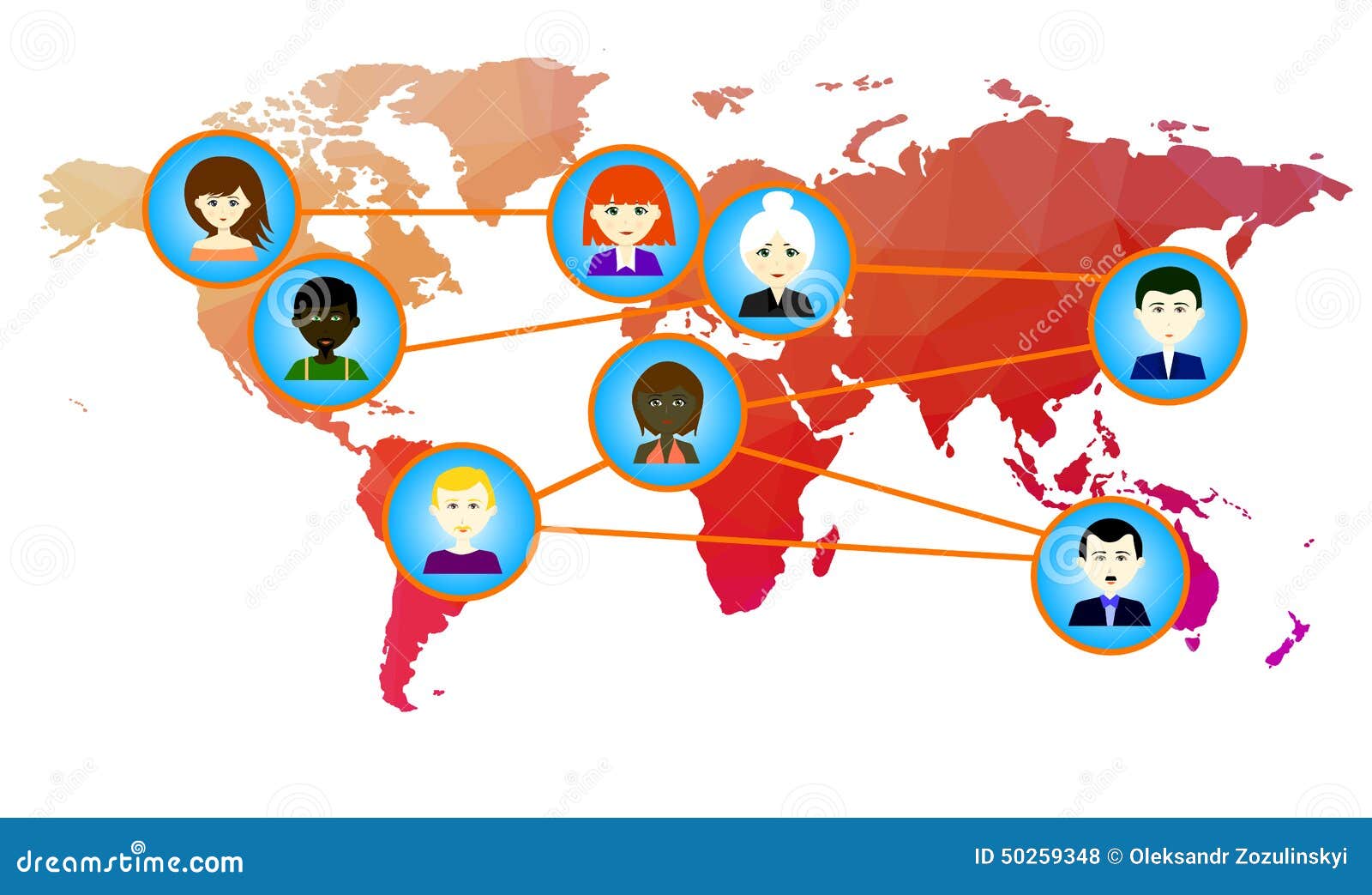 World Map with Icons of People. Raster Stock Illustration ...