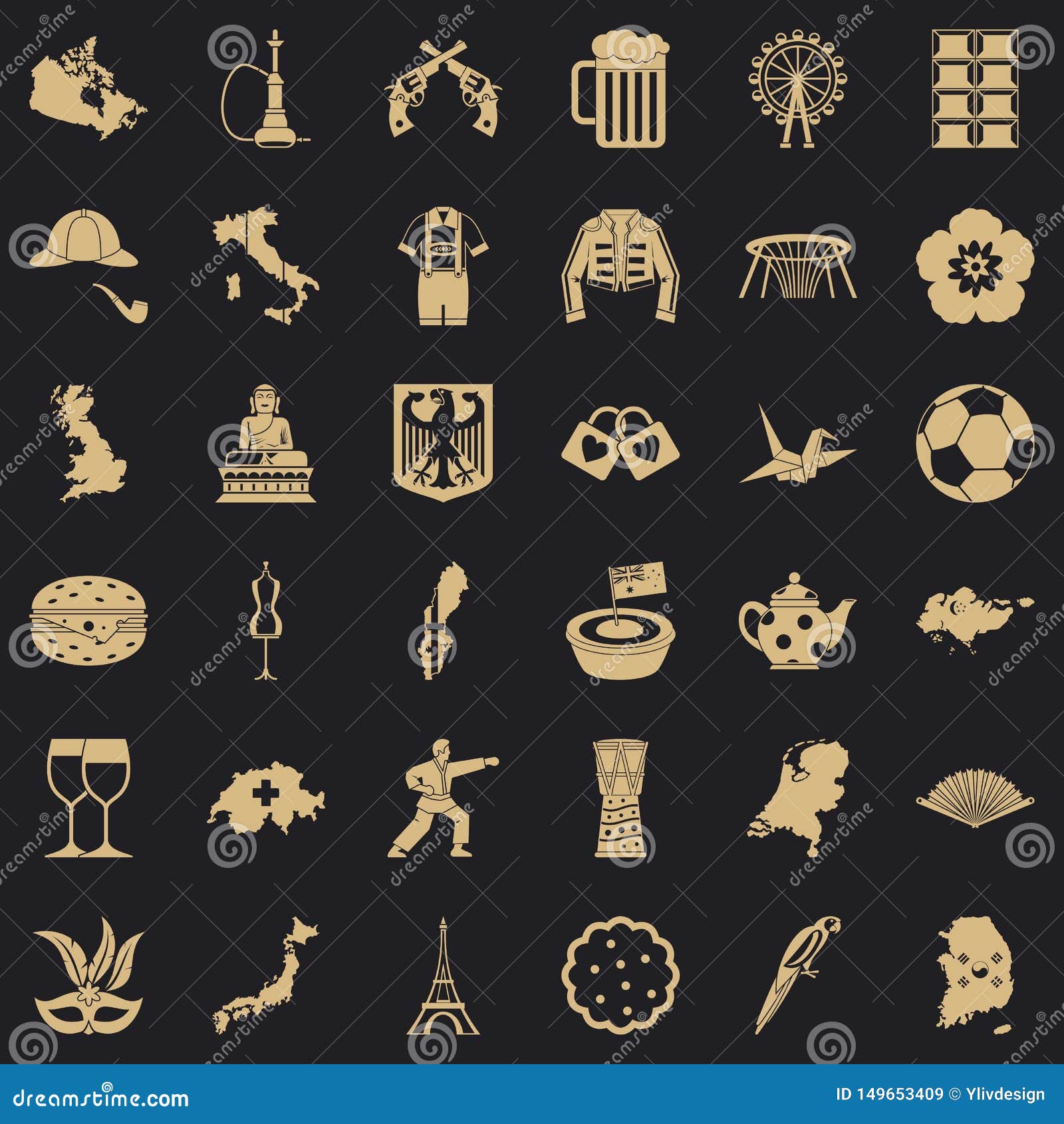 World Map Icons Set, Simple Style Stock Vector - Illustration of coast ...