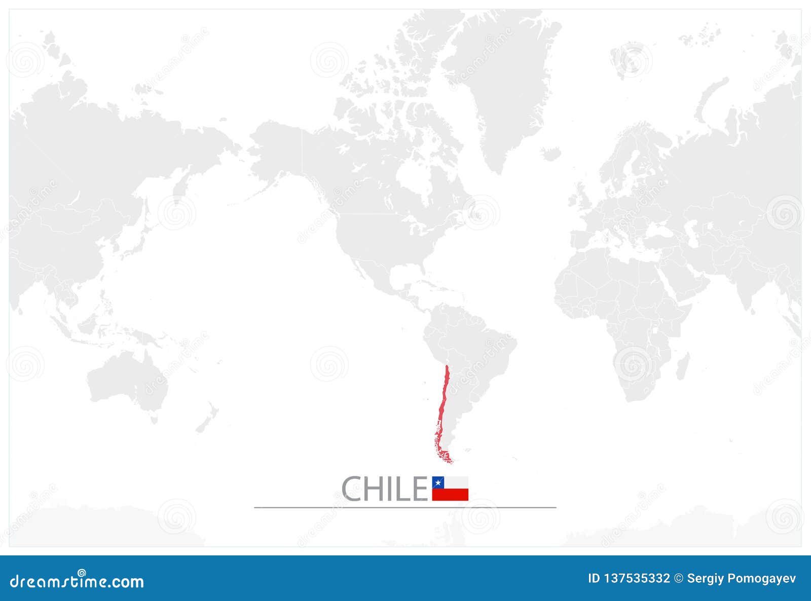 World Map with Identification of Chile. Map of Chile Stock Illustration ...
