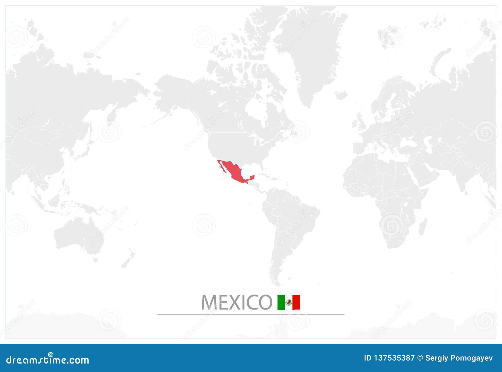 World Map With Identification Of Mexico Royalty-Free Stock Photo ...