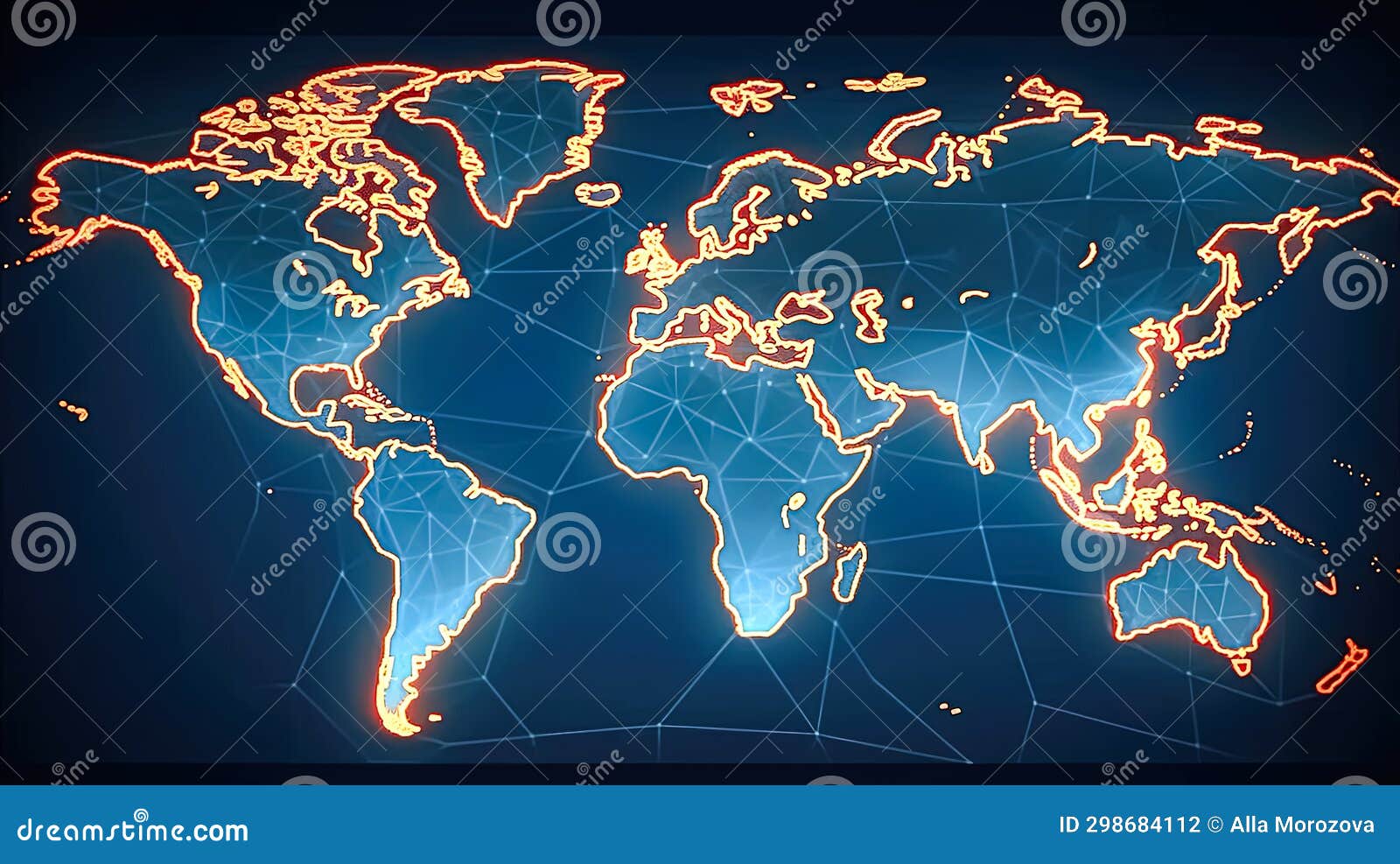 World Map Illuminated a Dynamic Illustration Stock Photo - Image of ...