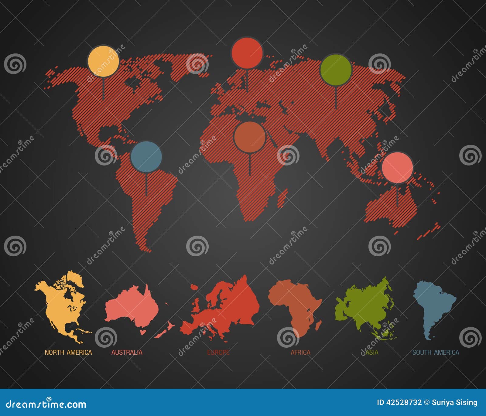 World Map Illustration. stock vector. Illustration of digitally - 42528732