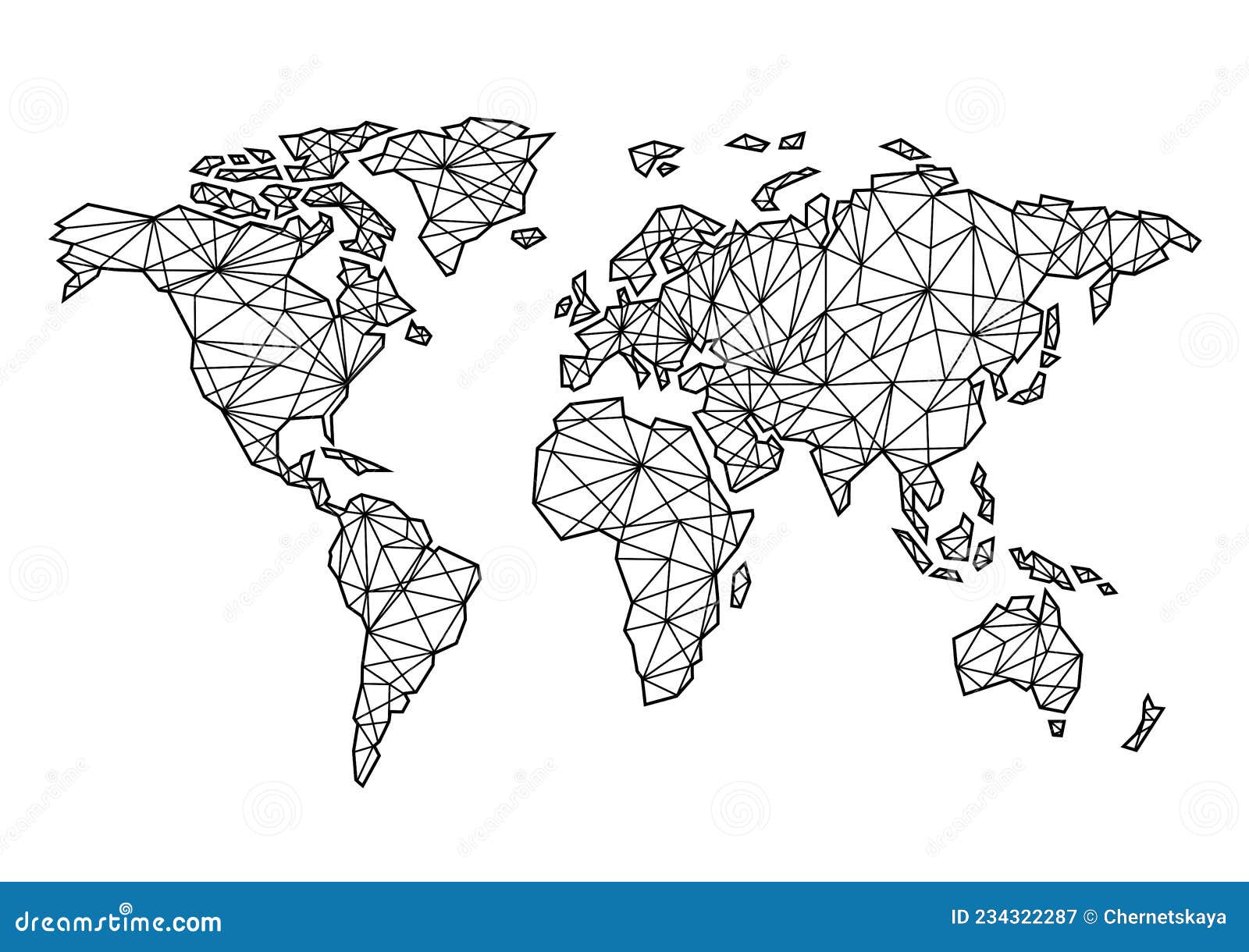 World Map Illustration Filled with Black Lines on White Background ...