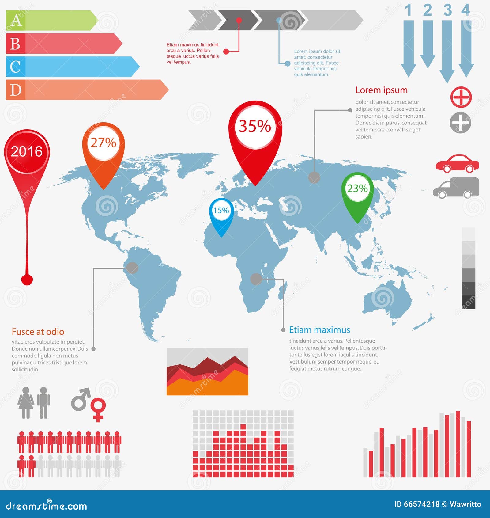 World Map Illustration and Infographics Design Template. Vector Stock ...