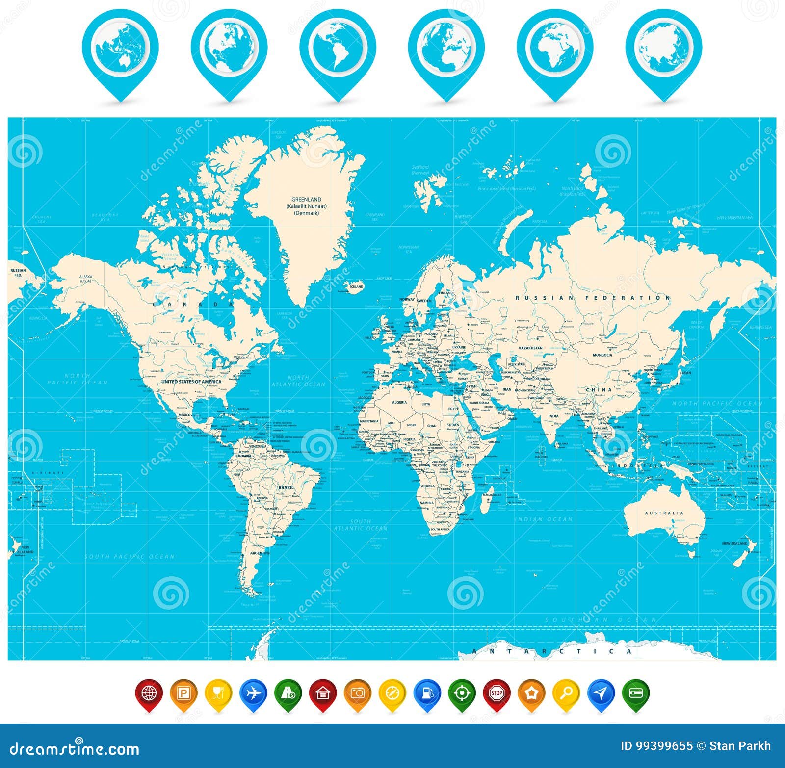 World Map Illustration and Map Pointers Stock Vector - Illustration of ... World Map Illustration and Map Pointers Stock Vector - Illustration of ...