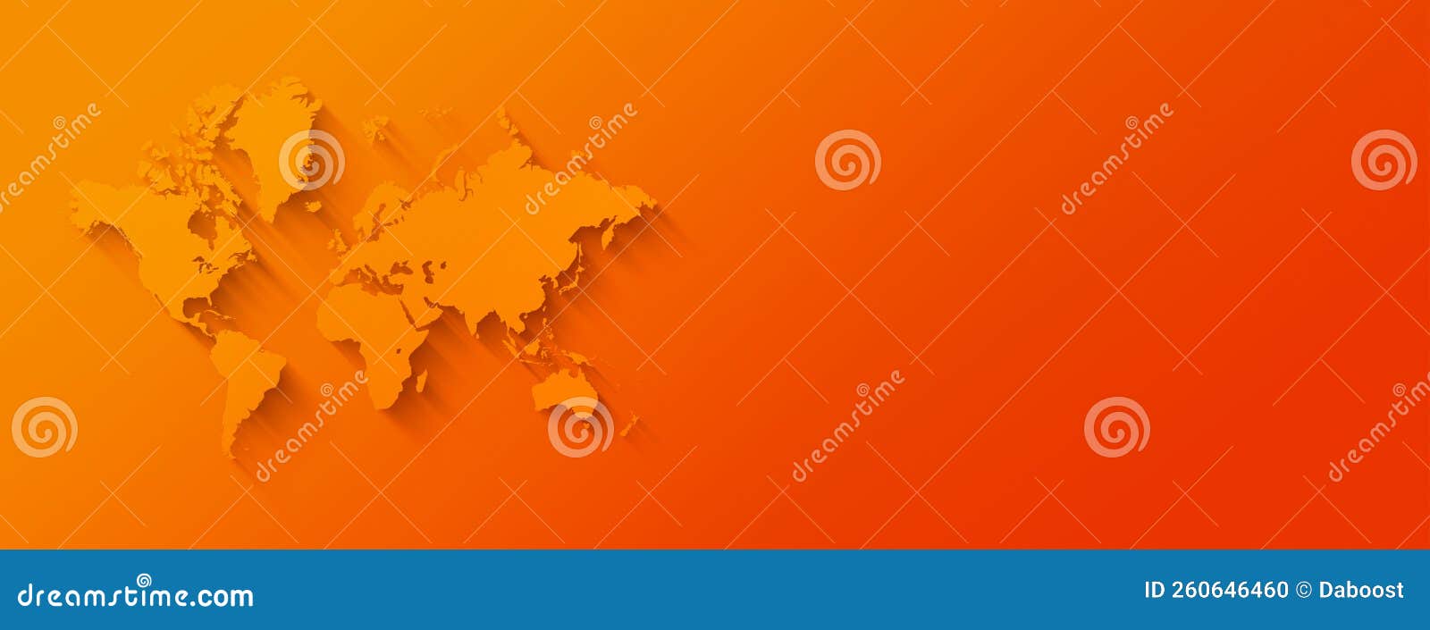 World Map Illustration on Orange Background. Horizontal Banner Stock ...