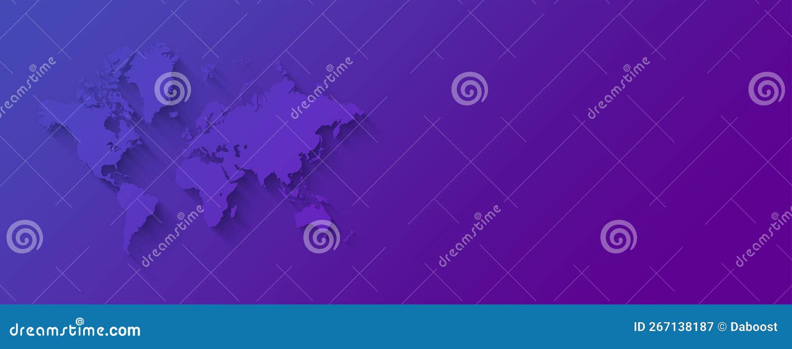 World Map Illustration on a Purple Background. Horizontal Banner Stock ...