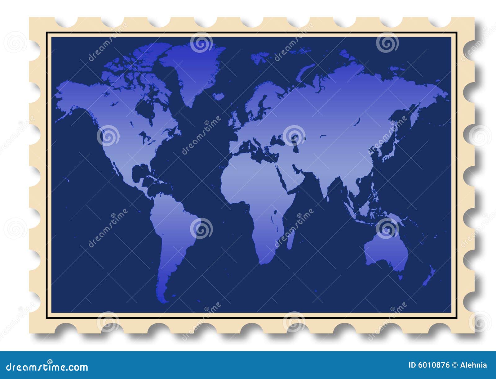 World Map Illustration On Stamp | CartoonDealer.com #6010876