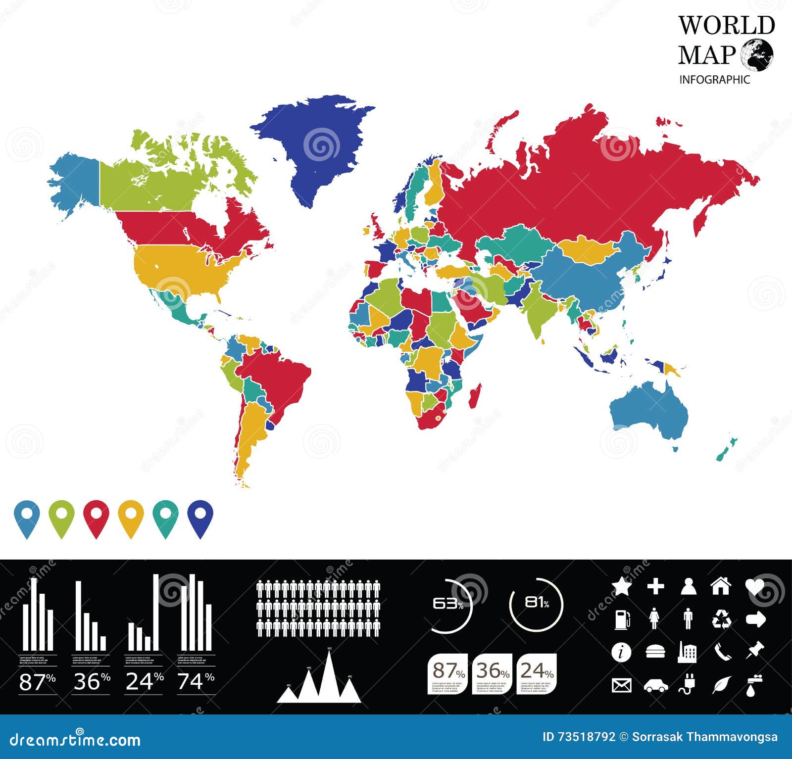 World Map Info graphics. stock vector. Illustration of schematics ...