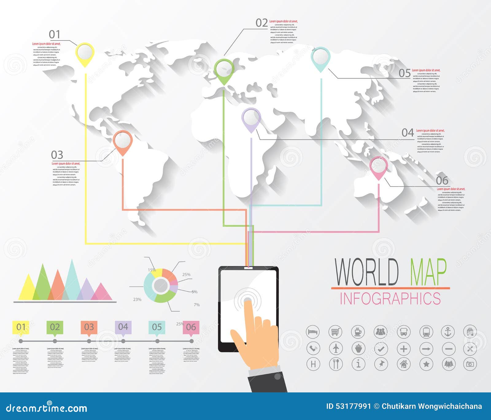World map info 2 stock vector. Illustration of landmark - 53177991