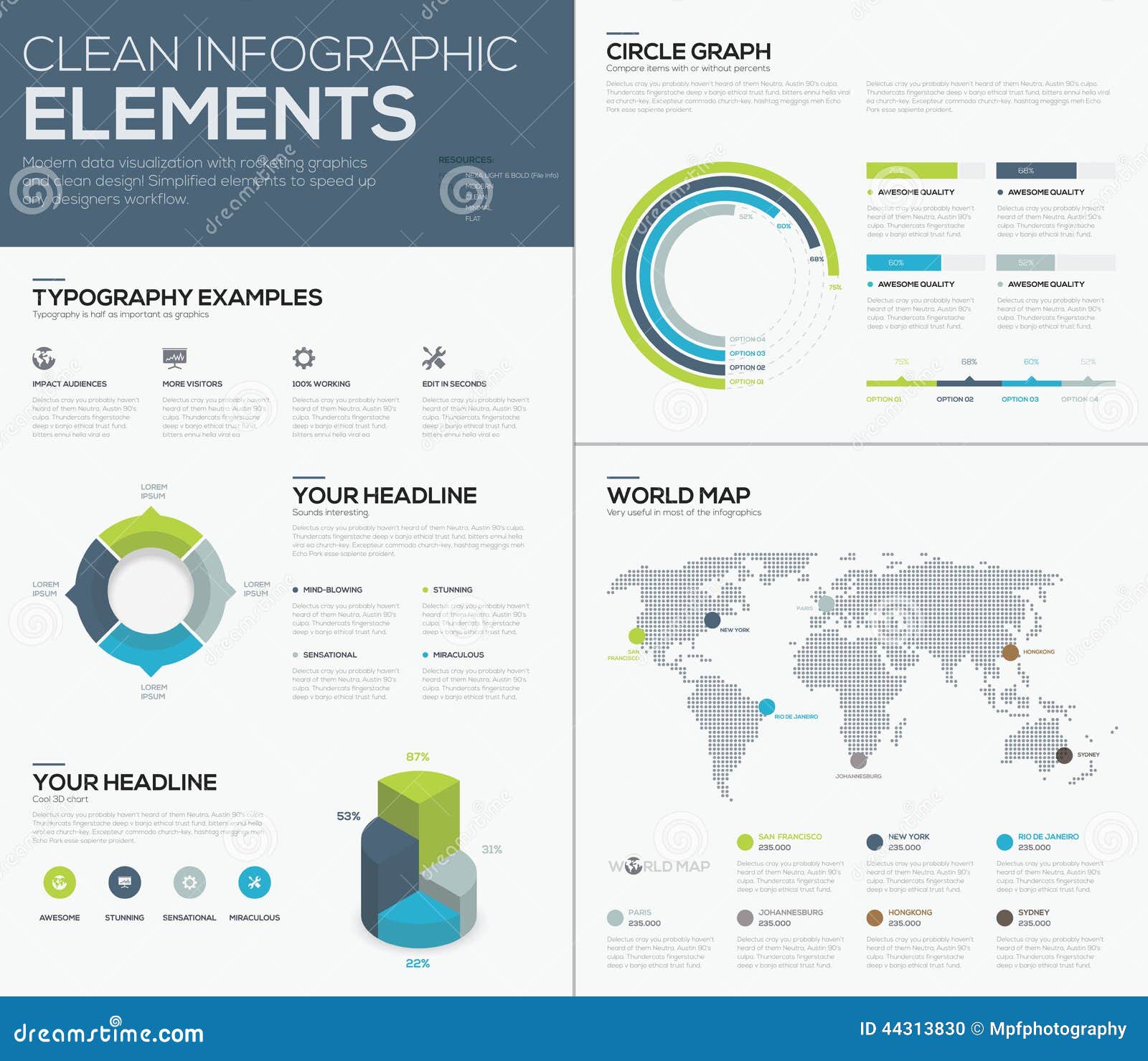 World Map Infographcis and Clean Design Business Vector Elements Stock ...