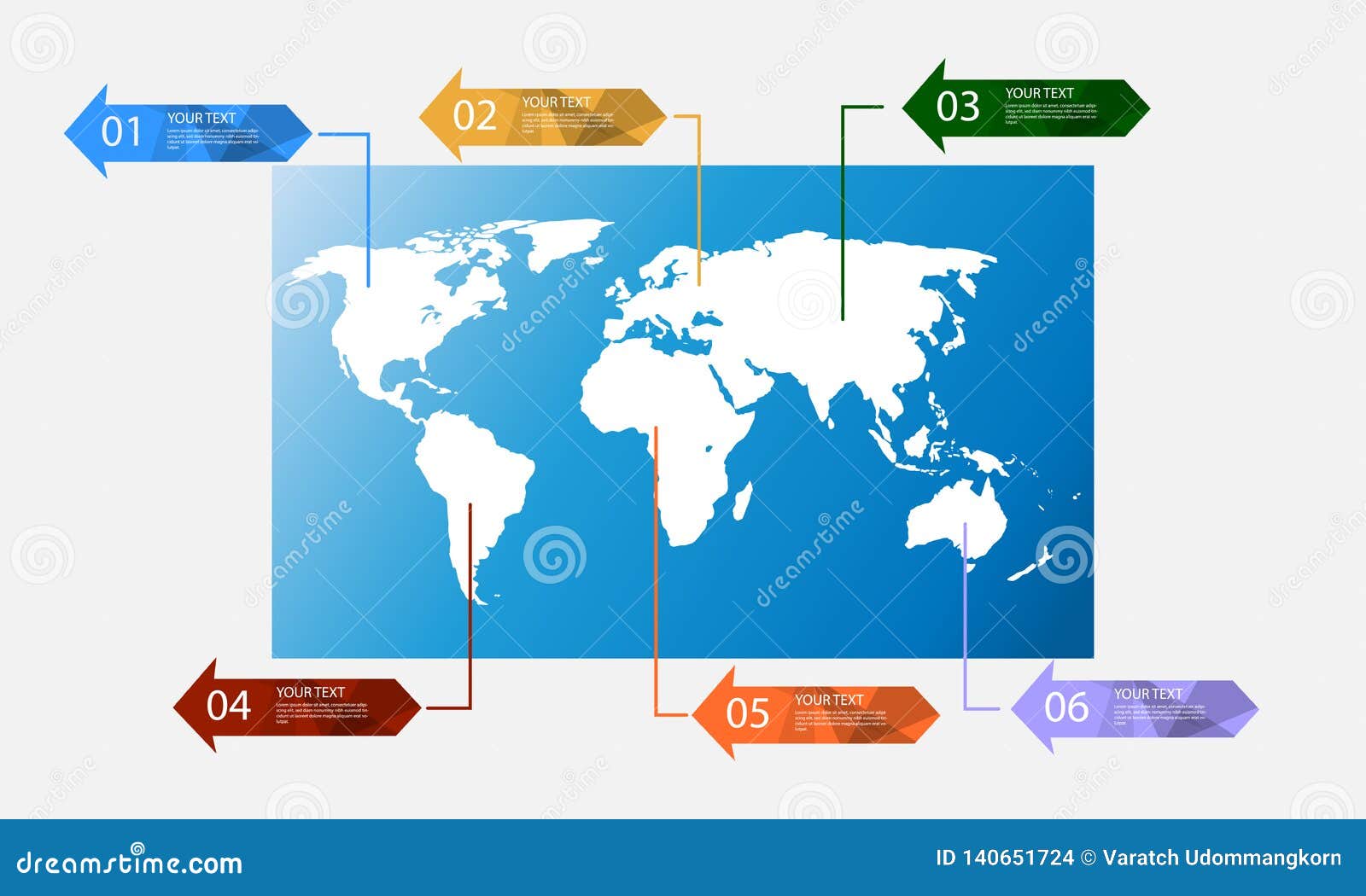 World Map Infographic, Arrow Text Box, Used for Website, Flyer ...