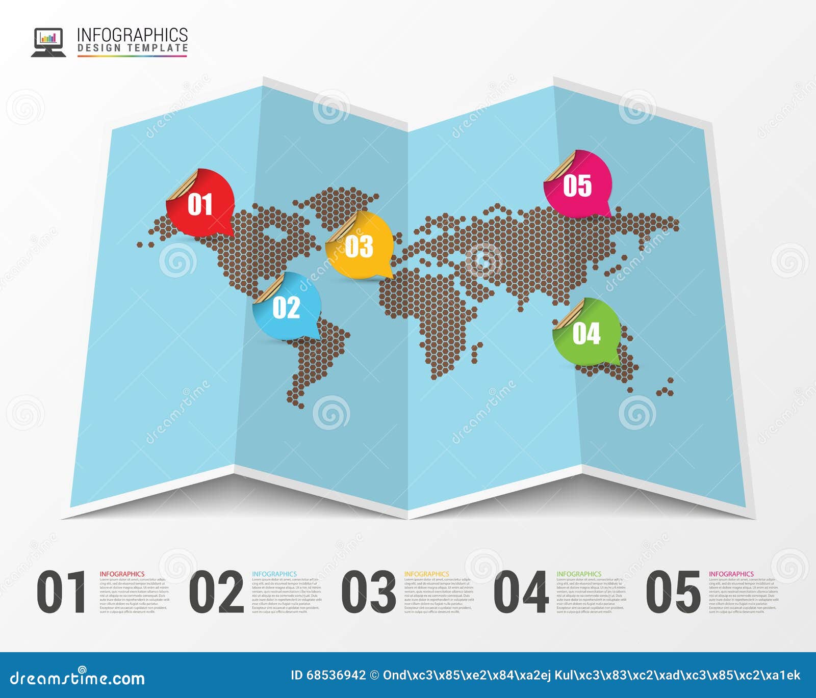 World Map with Infographic Elements. Modern Design Stock Vector ...