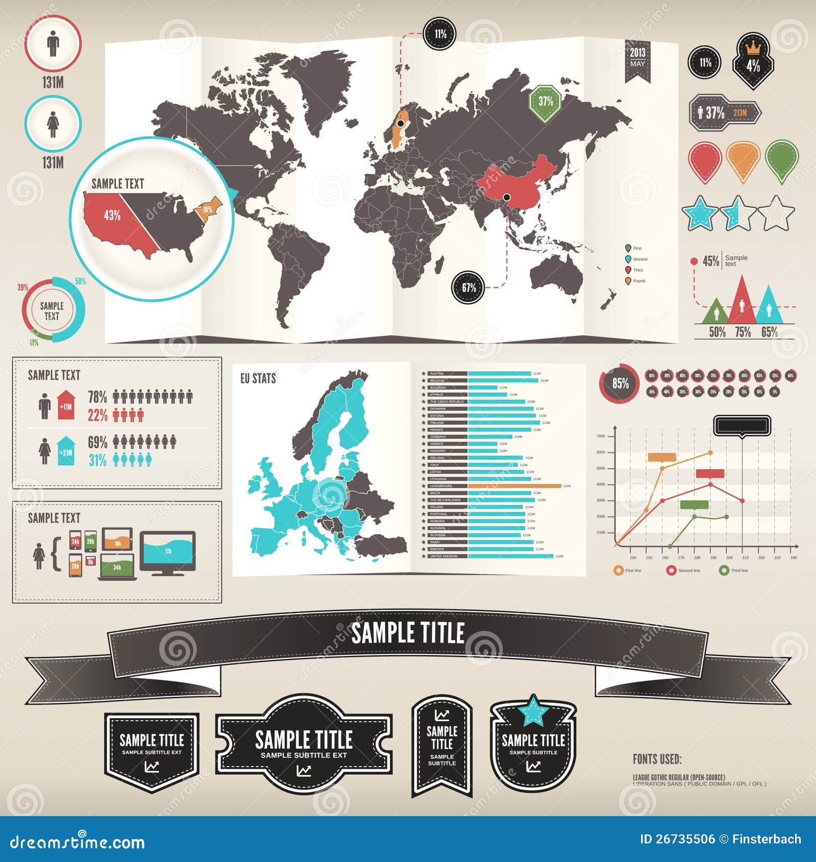 World Map Infographic Elements with Separated Coun Stock Vector ...