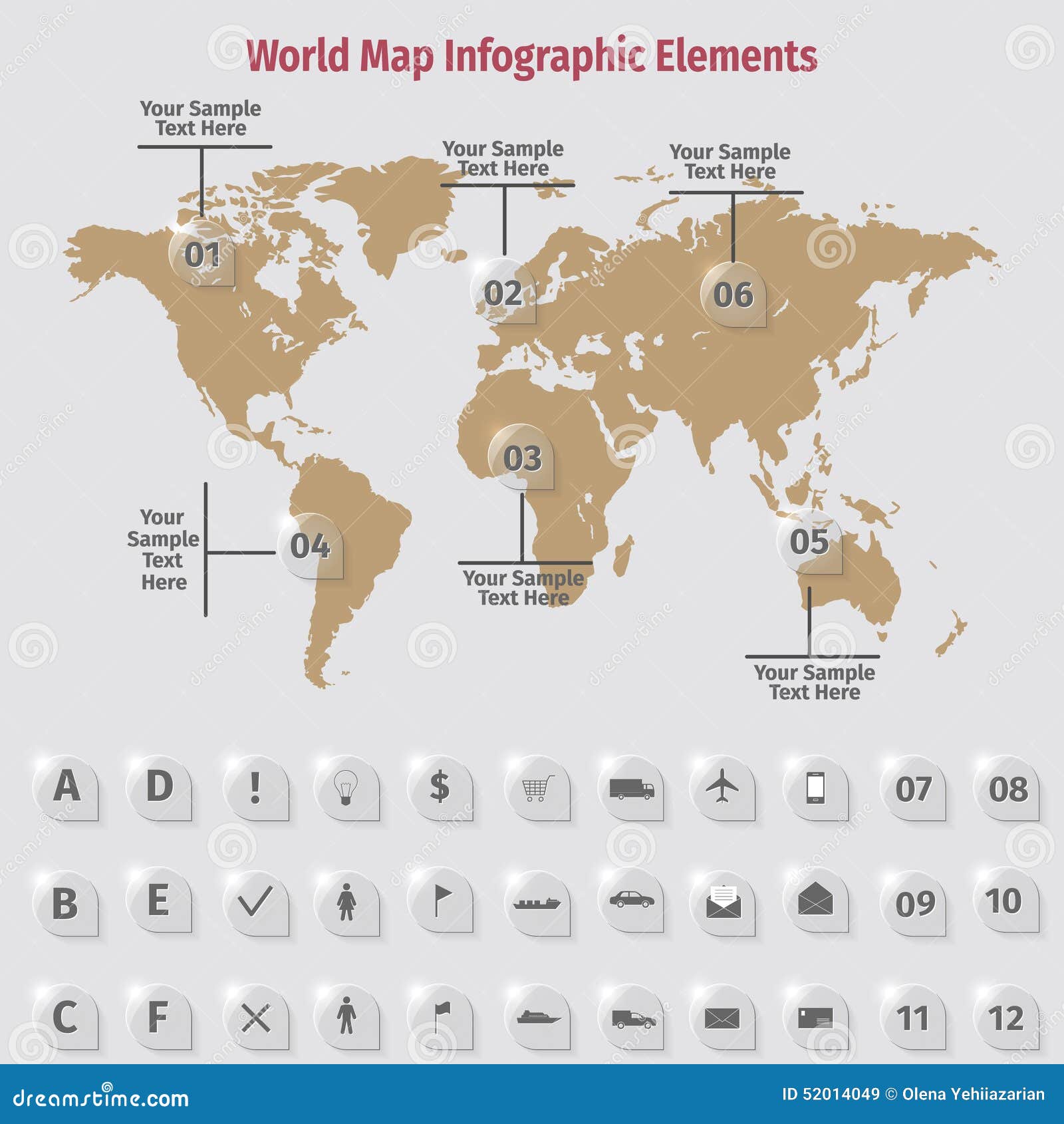 World Map Infographic Elements Stock Vector - Illustration of america ...