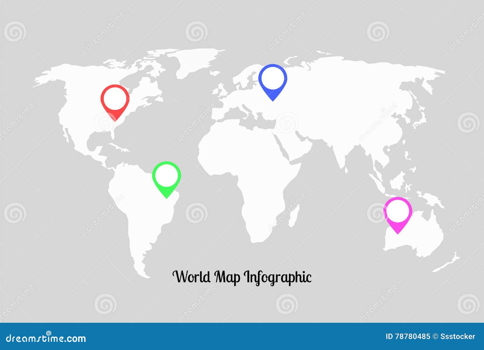 World Map Infographic with Pointers Stock Vector - Illustration of ...