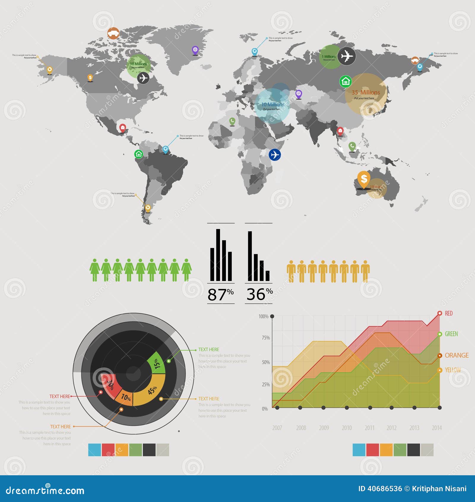 World map infographic stock vector. Illustration of icon - 40686536