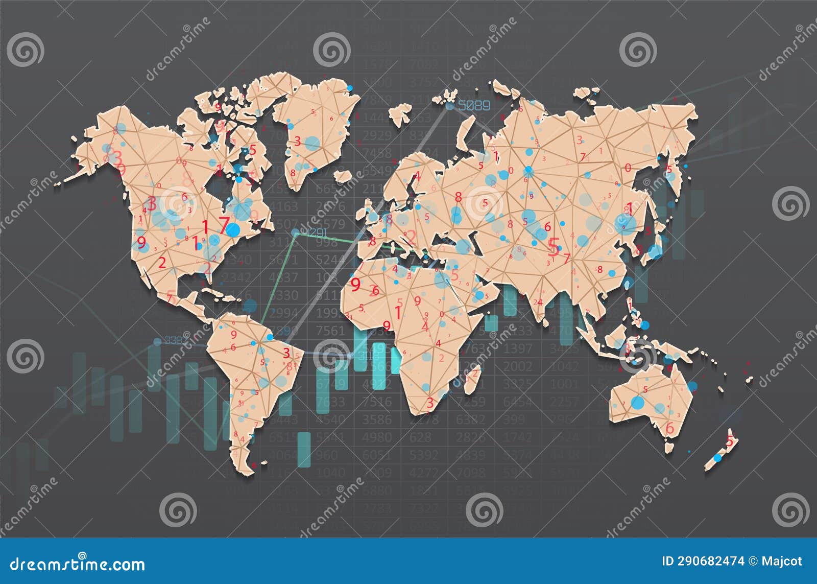 World map with infographic stock vector. Illustration of travel - 290682474