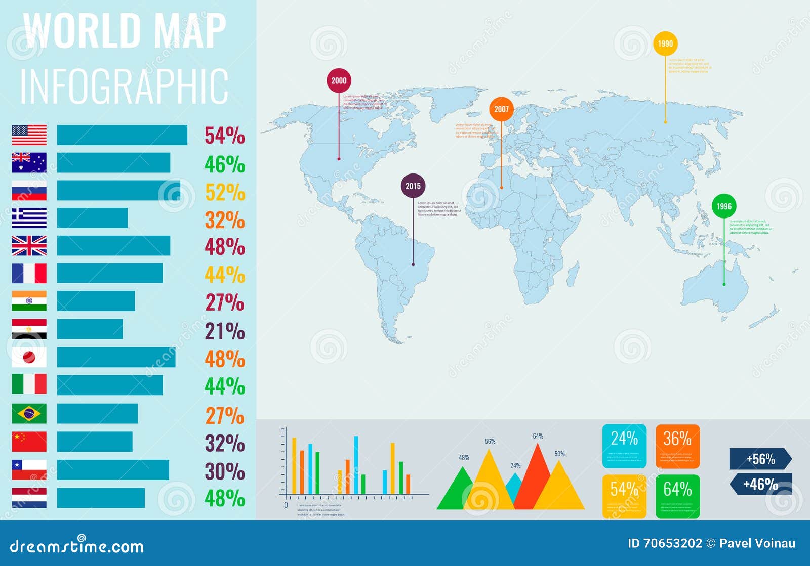 World Map Infographic Template. All Countries are Selectable Stock ...