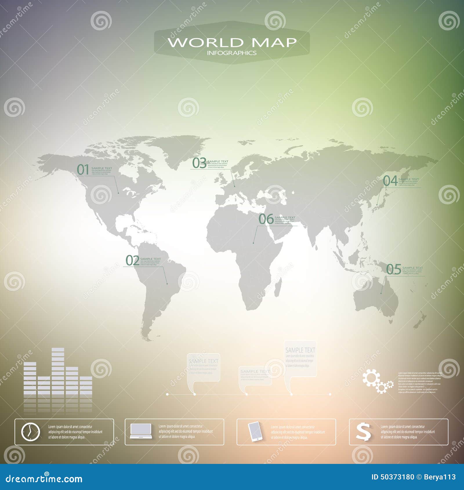 World Map Infographic Template with Blurred Background. Can Be Used for ... World Map Infographic Template with Blurred Background. Can Be Used for ...