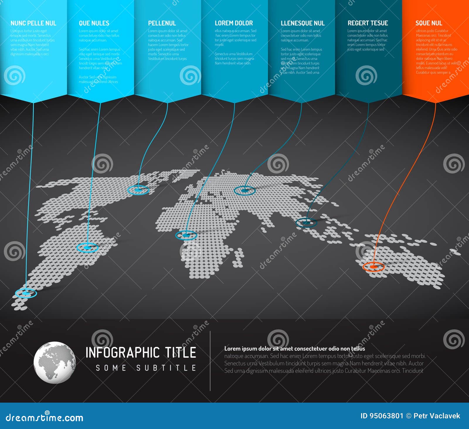 World Map Infographic Template Stock Vector - Illustration of blue ...