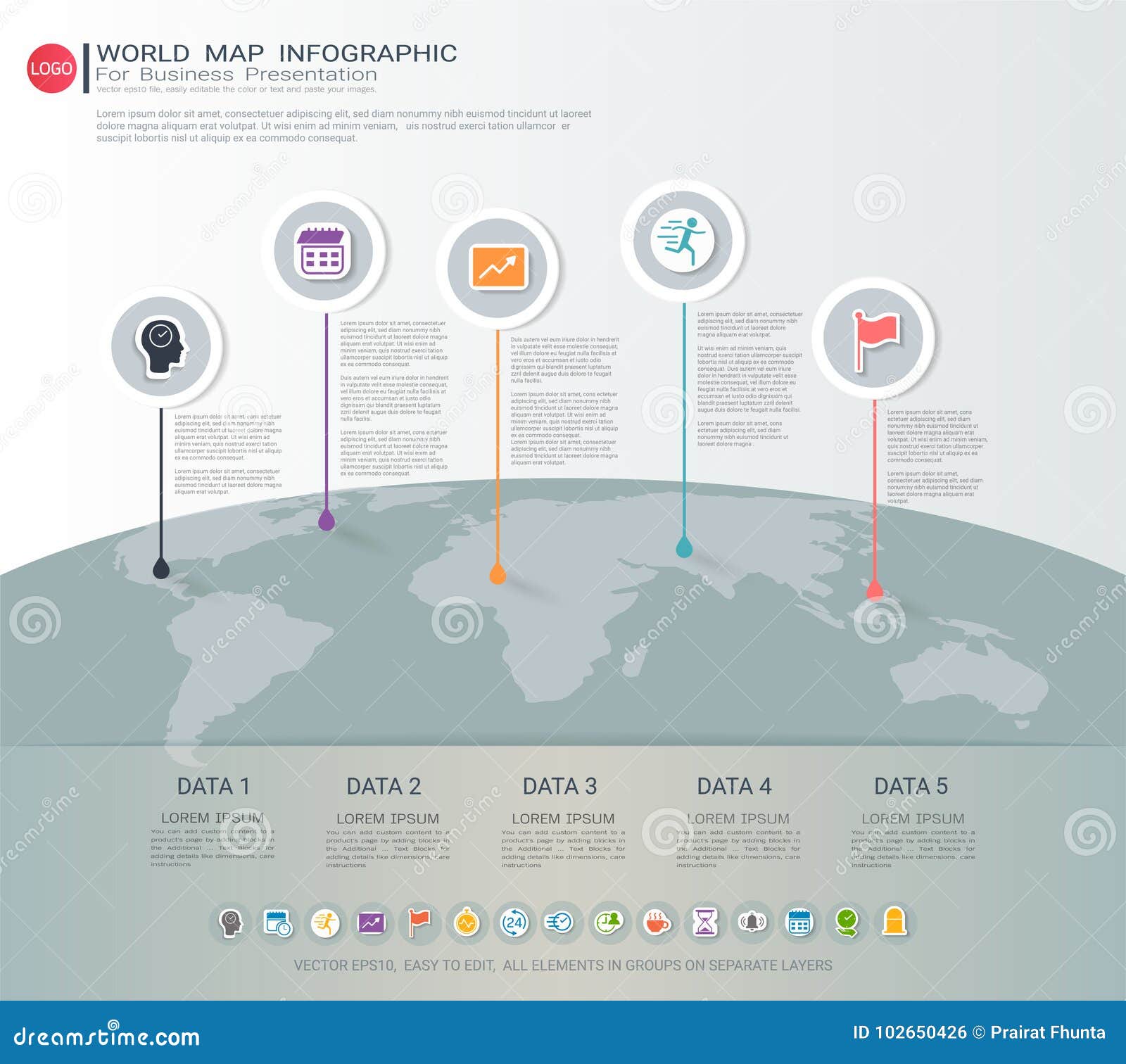 World Map Infographic Template Stock Vector - Illustration of location ...