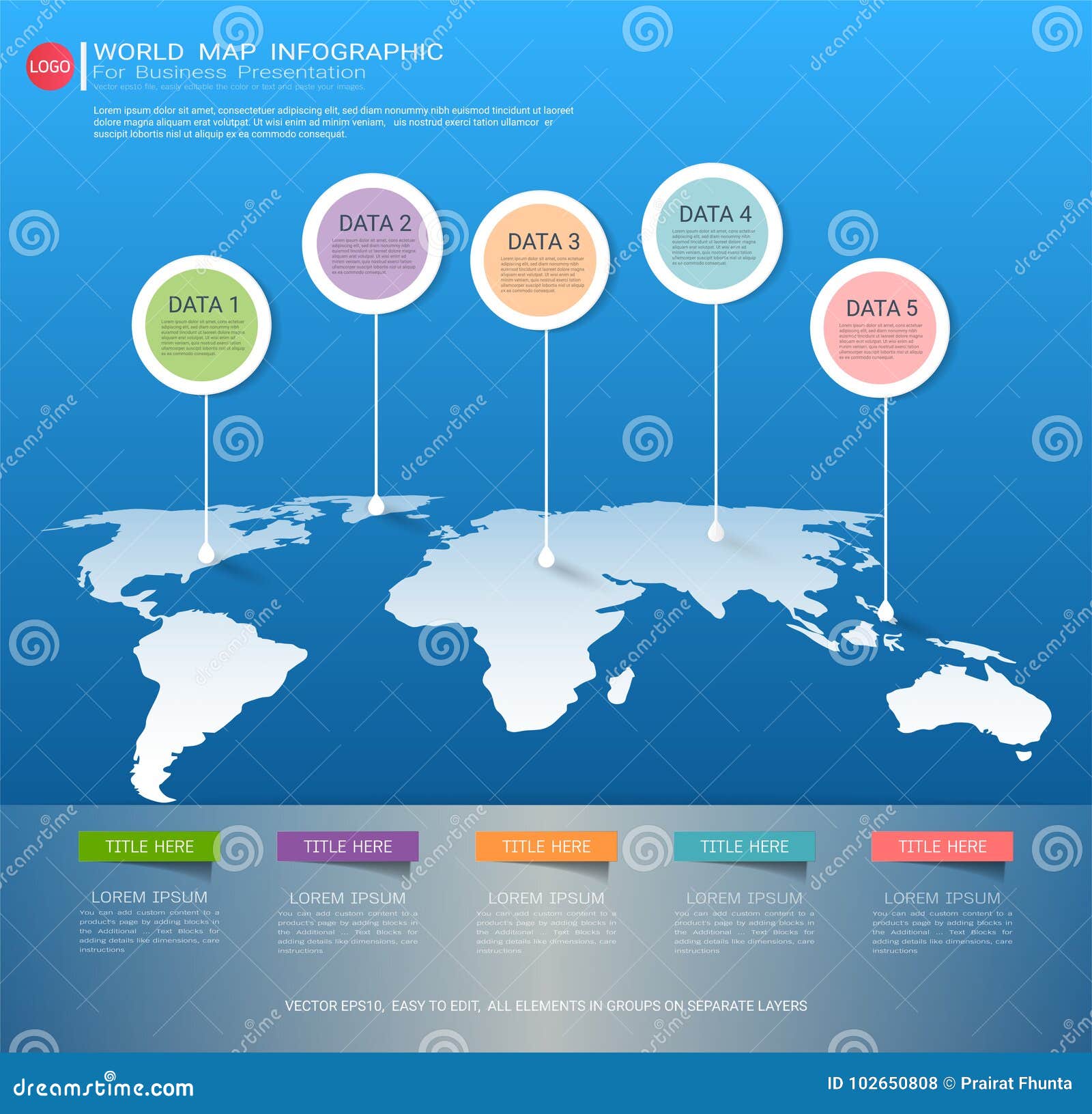 World Map Infographic Template Stock Vector - Illustration of chart ...