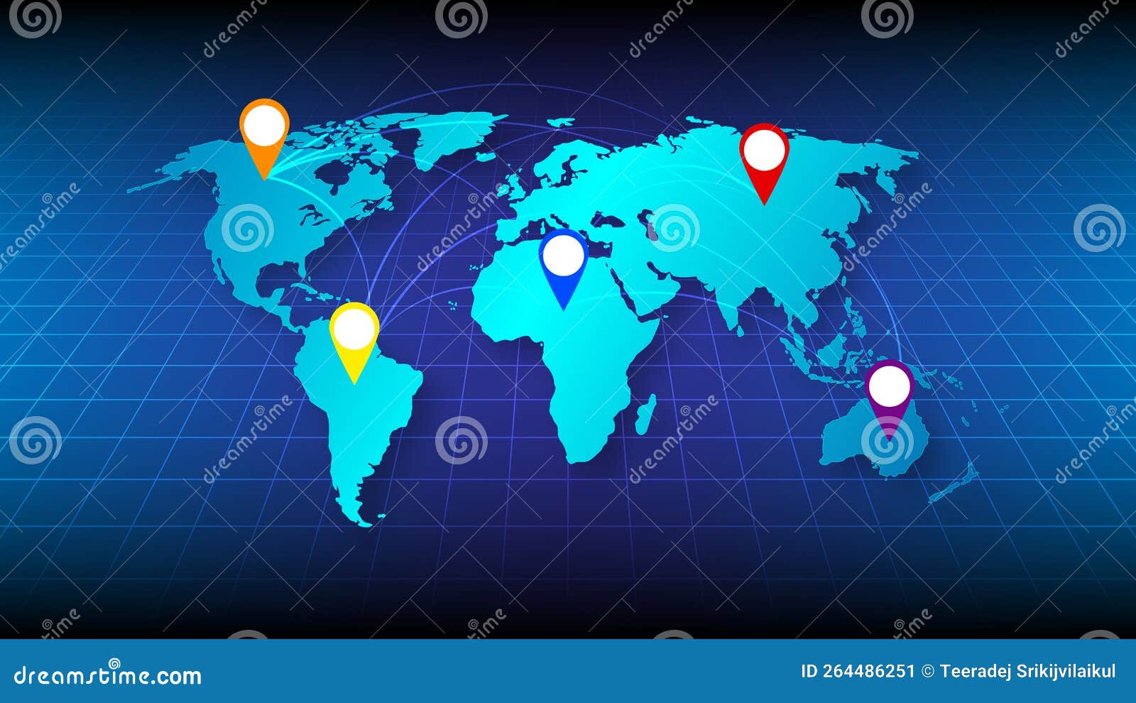World Map Infographic Template with Point Location Stock Illustration ...