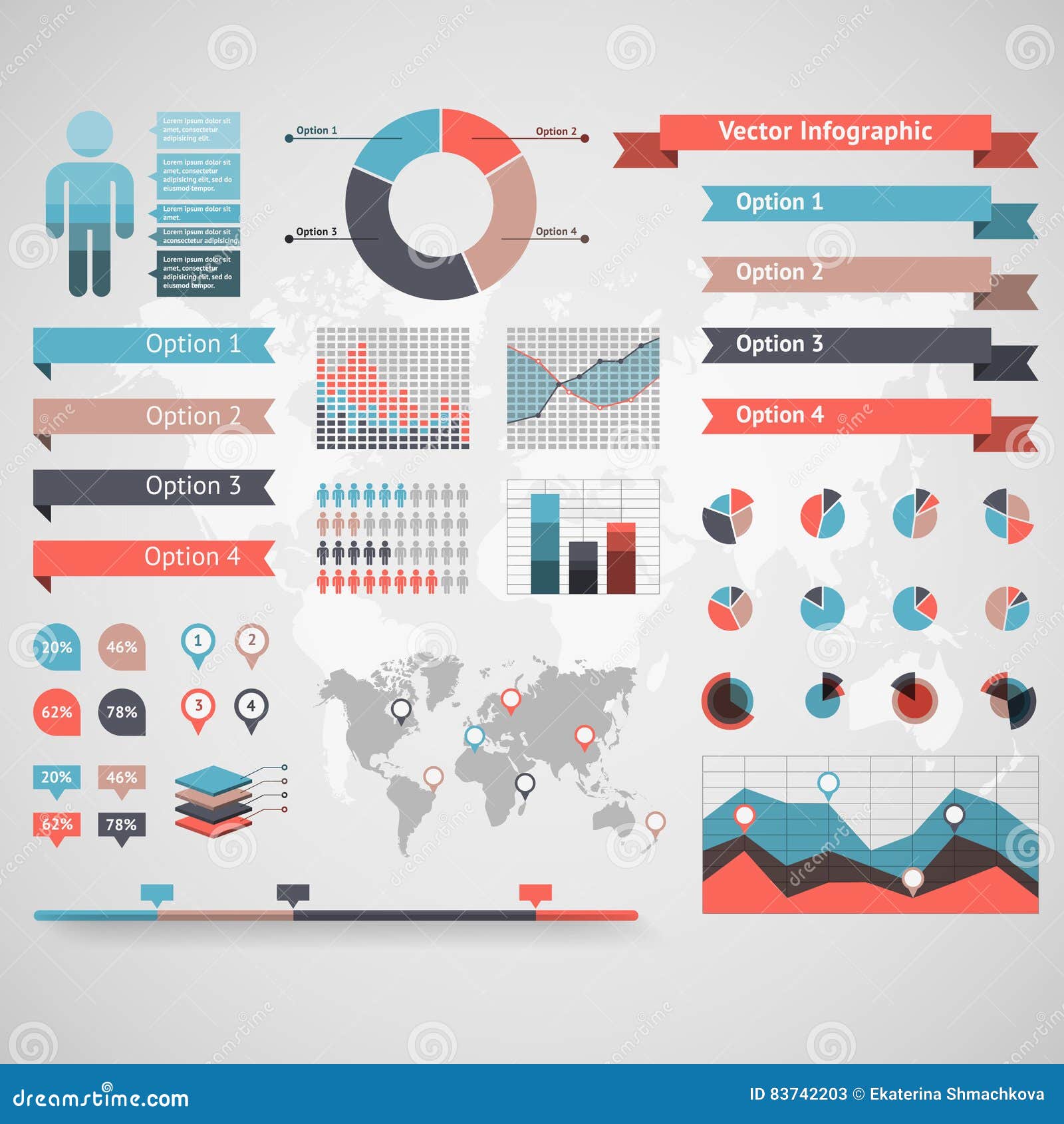 World map infographic. stock vector. Illustration of data - 83742203