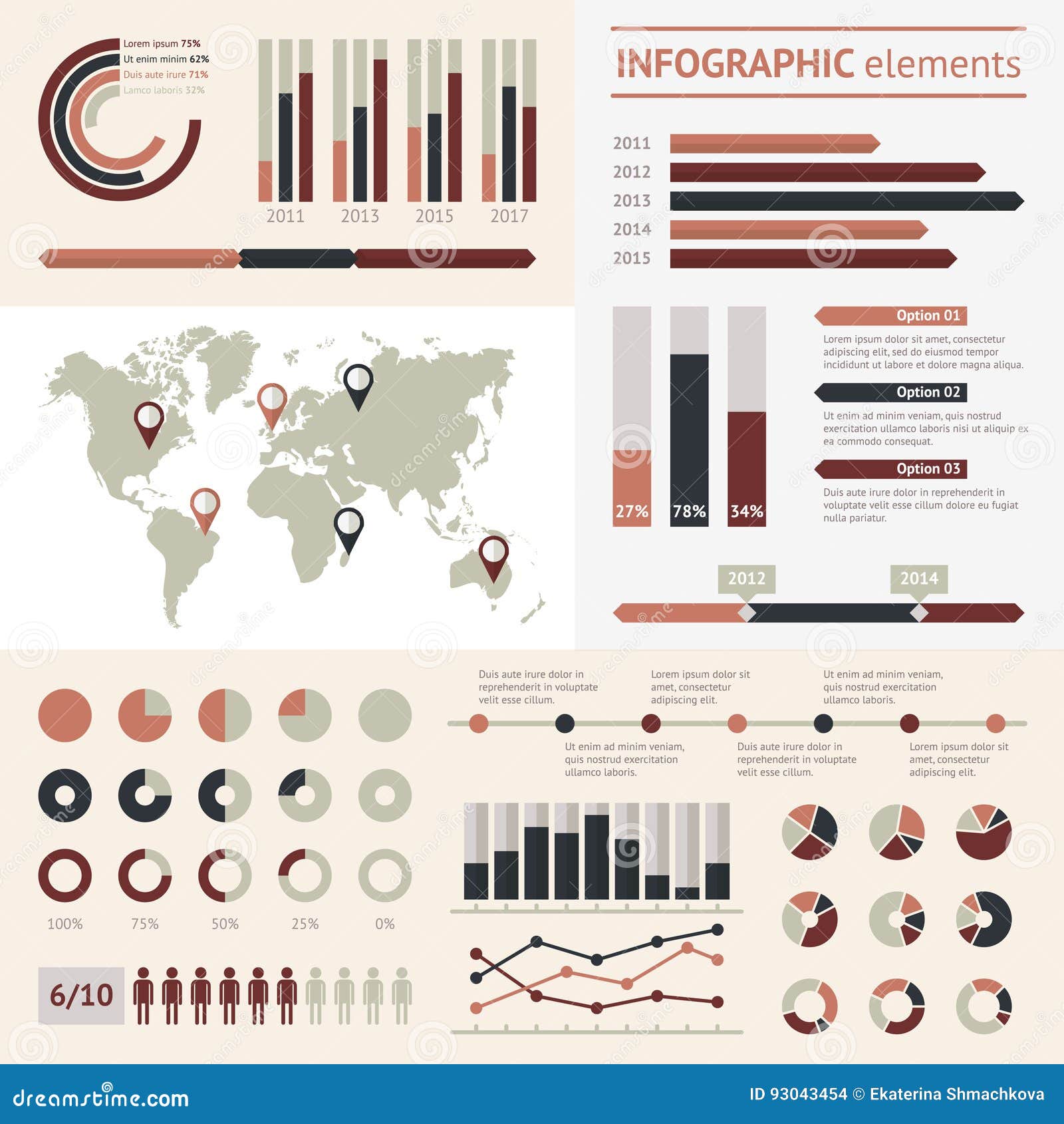 World map infographic. stock vector. Illustration of abstract - 93043454