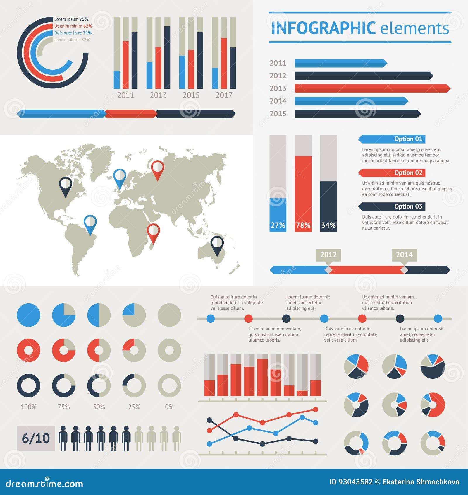 World map infographic. stock vector. Illustration of elements - 93043582