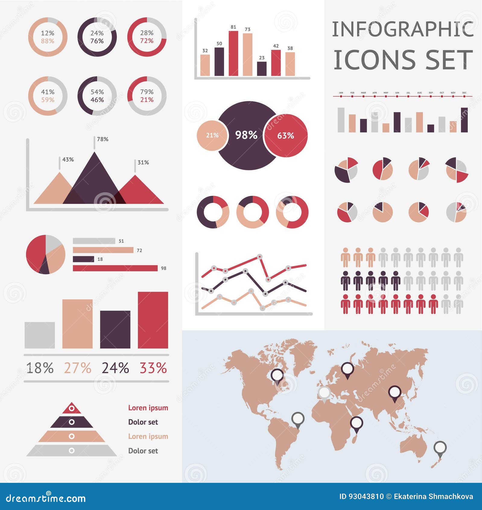 World map infographic. stock vector. Illustration of chart - 93043810