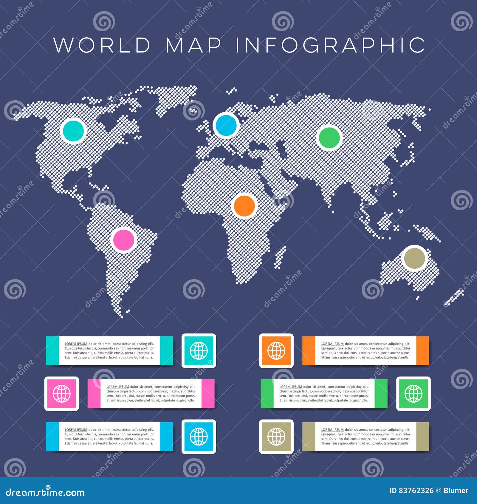 World Map Infographic Vector Template Stock Vector - Illustration of ...