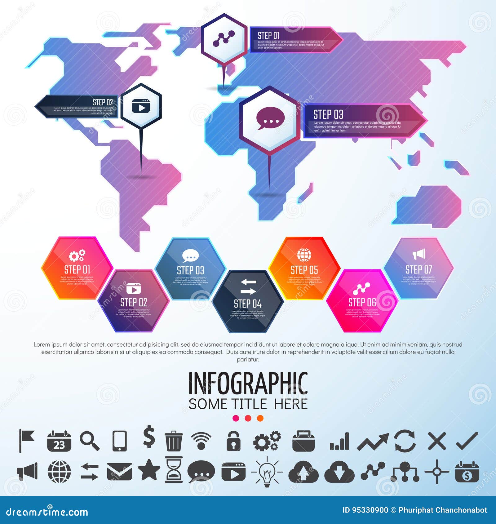 World Map Infographics Design Template Stock Vector - Illustration of ...