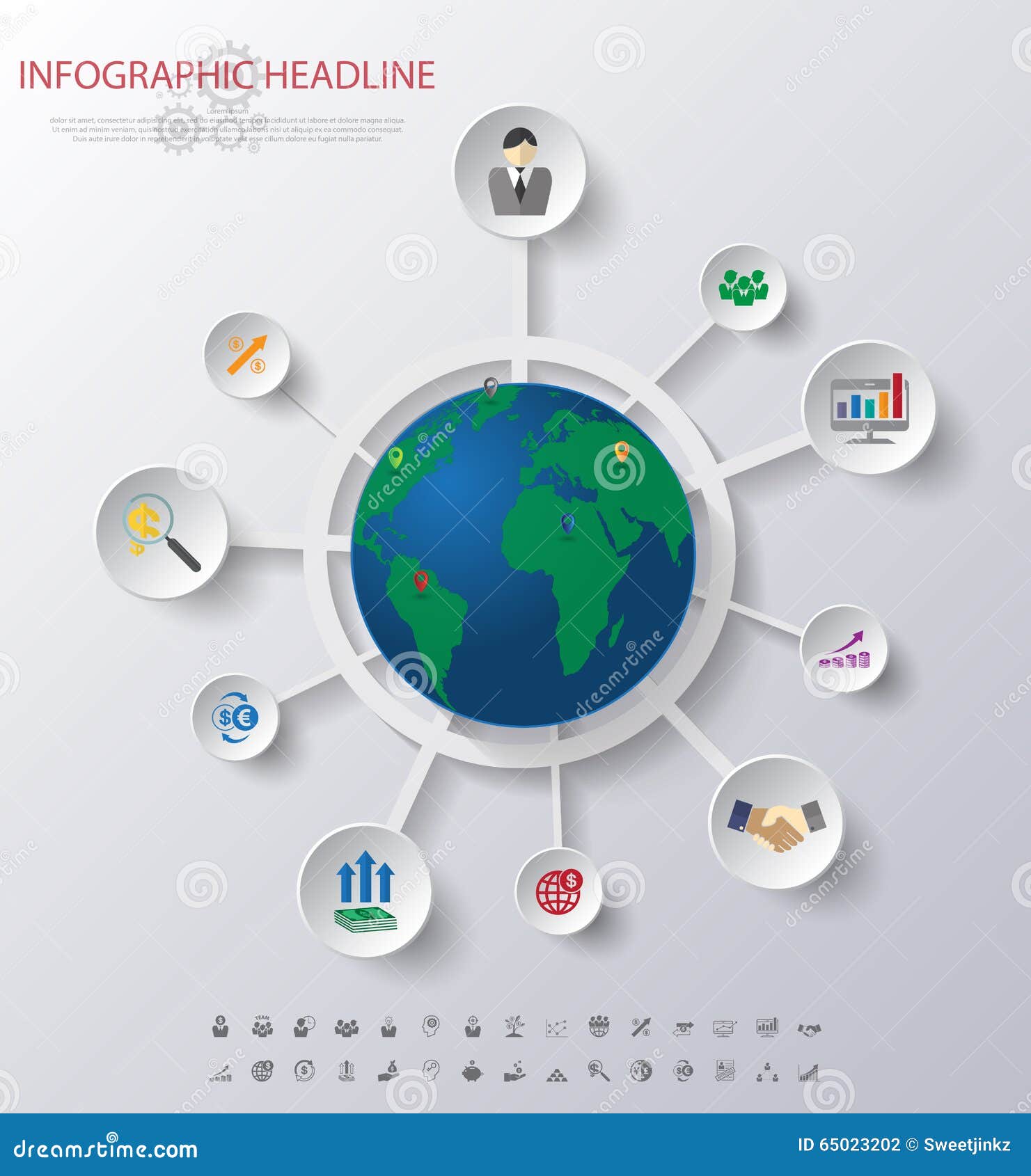 World Map Infographics with Icons Set.vector/illustration Stock Vector ...