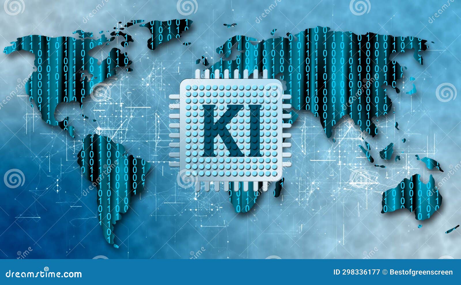 World Map with Inscription KI - Concept of Visualization of Artificial ...