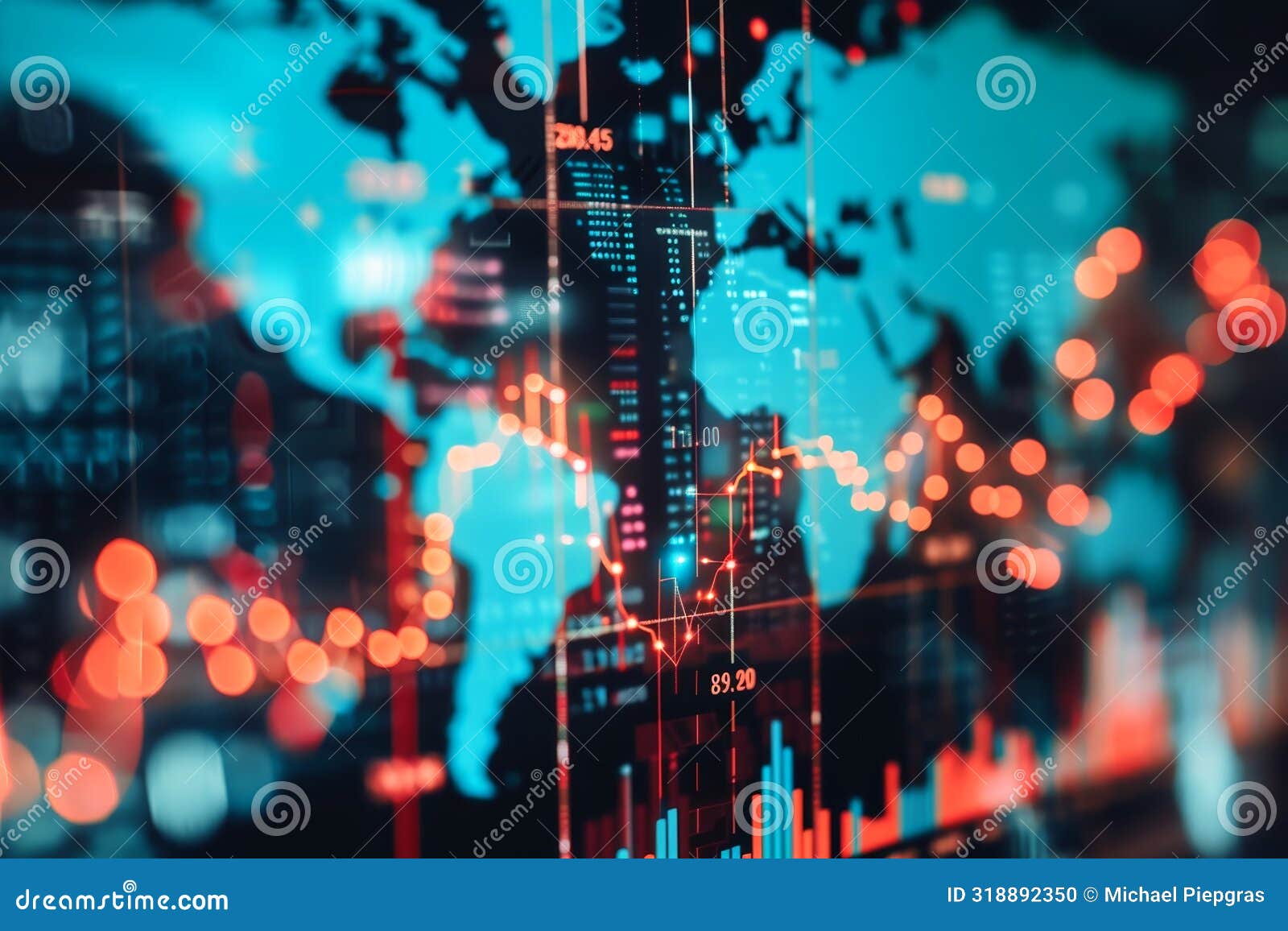 A World Map with Interconnected Lines and Financial Hubs Like Stock ...