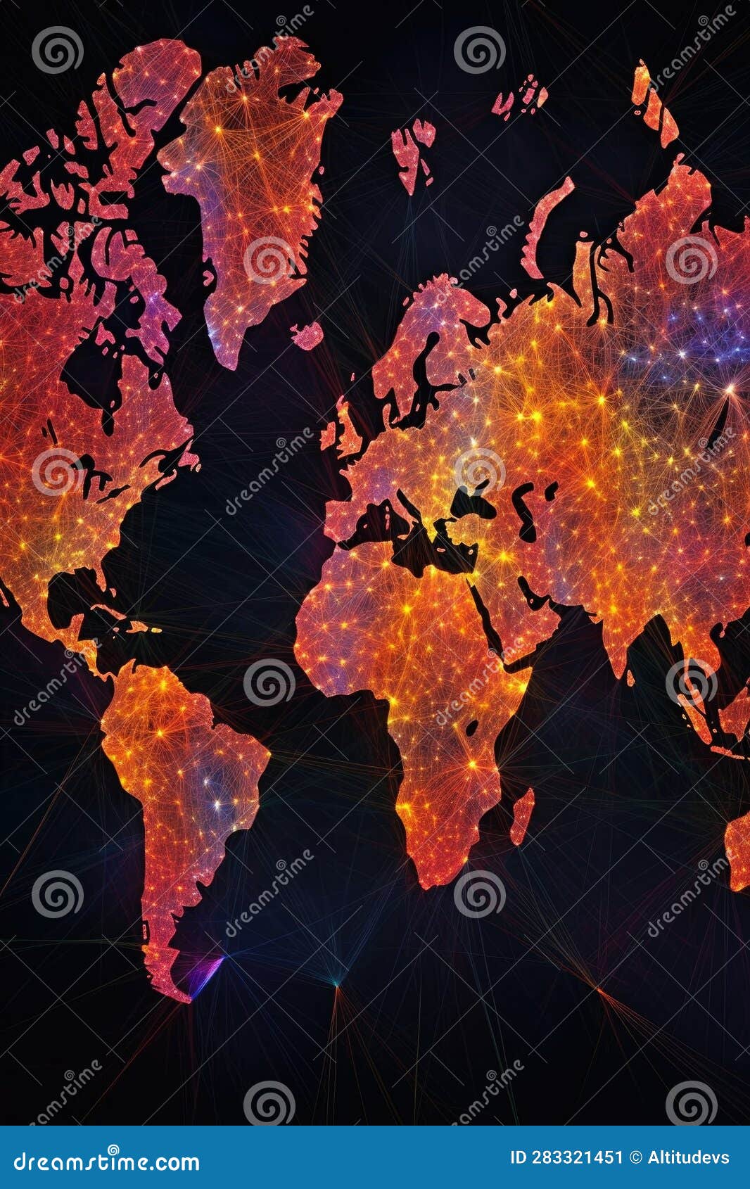World Map with Interconnected Lines Symbolizing Global Network Stock ...