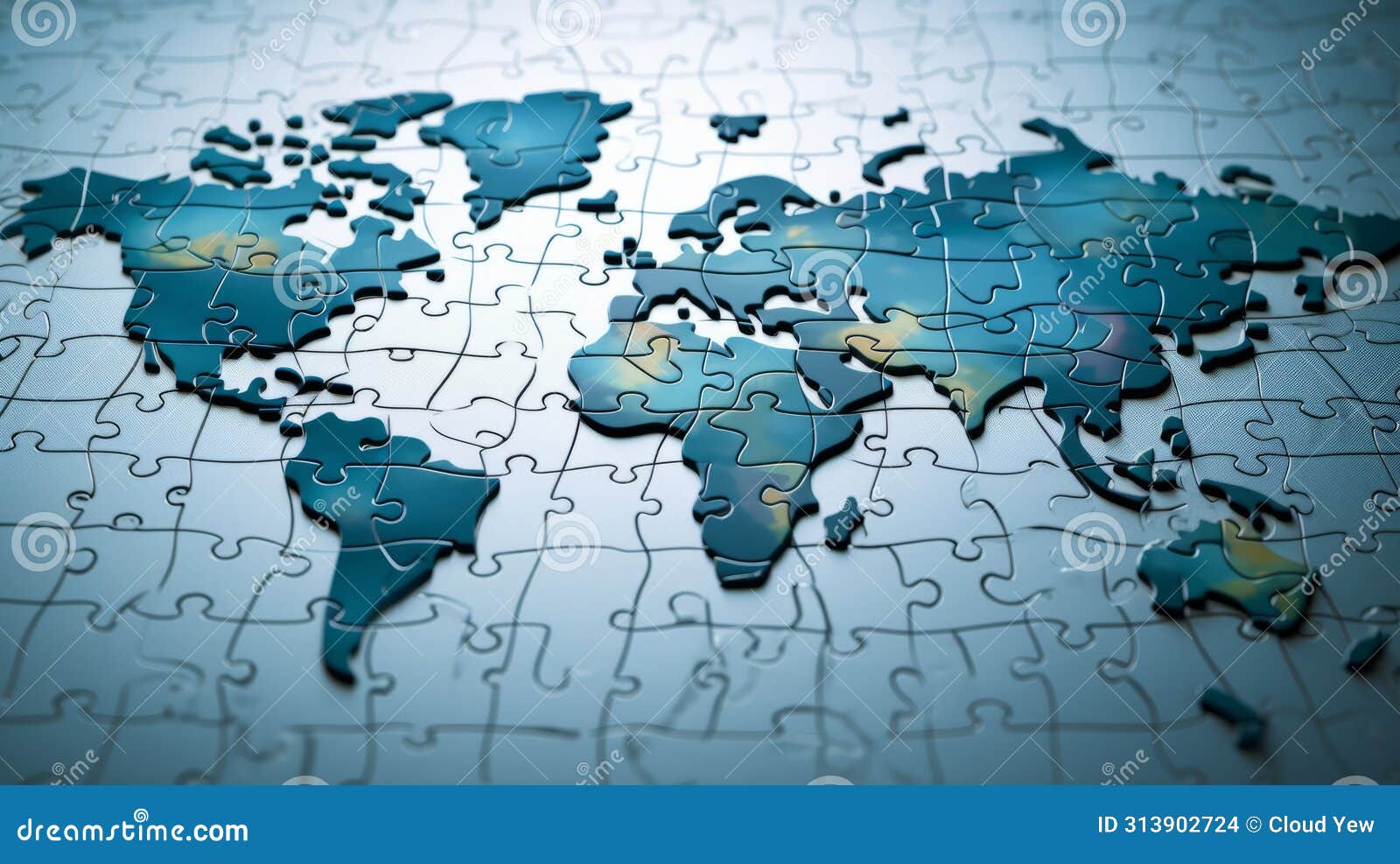 A World Map with Interconnected Puzzle Pieces Signifying Peace Stock ...