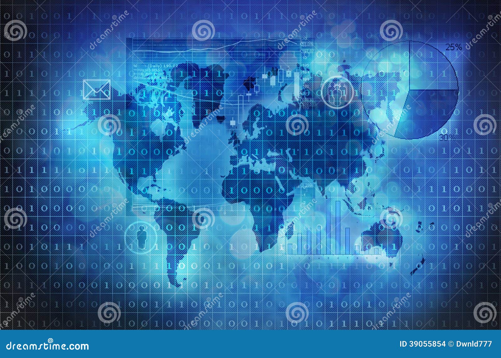 World map internet concept stock illustration. Illustration of binary ...