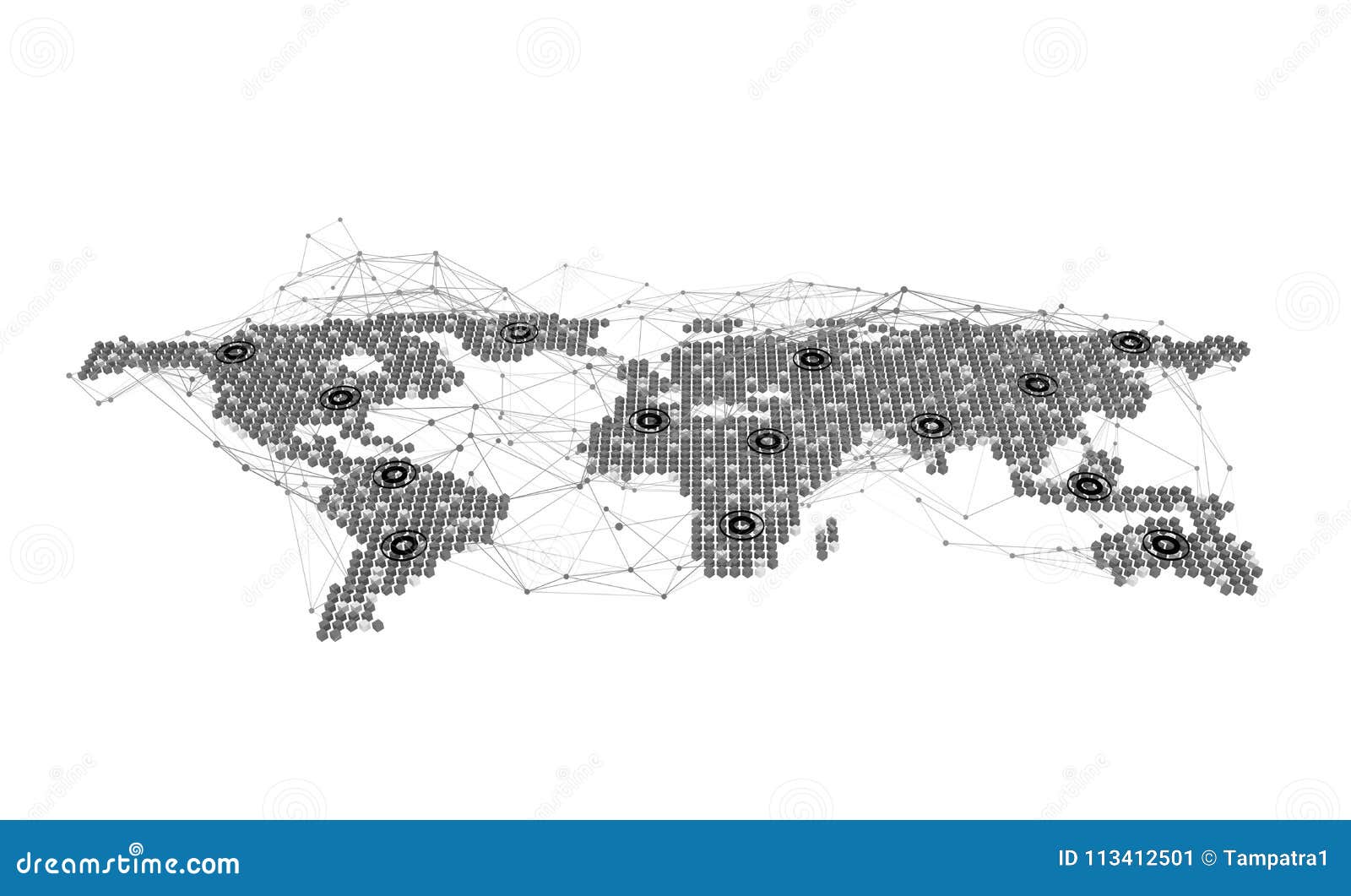 World Map, Internet Connection Lines in Technology Concept Stock ...