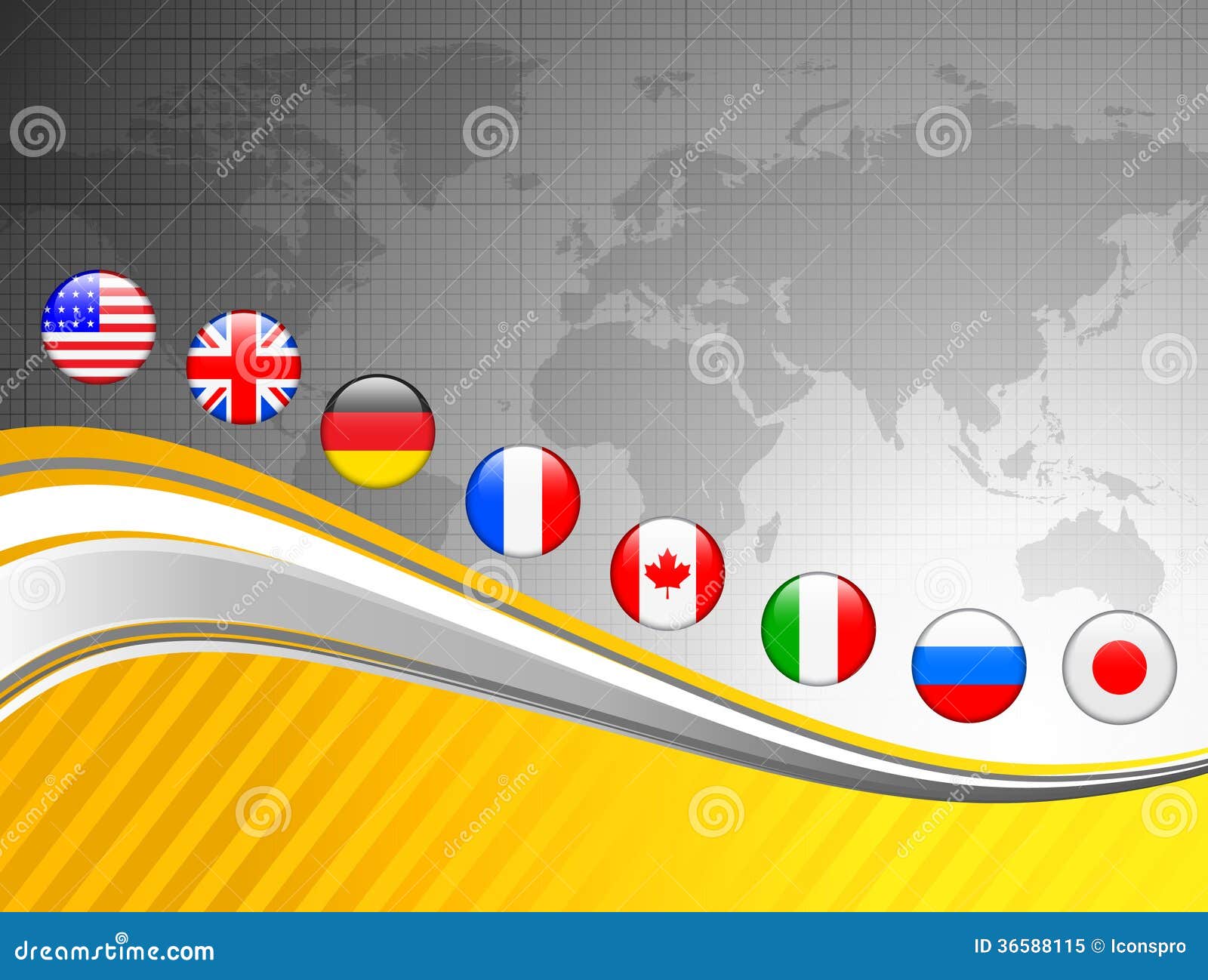 World Map with Internet Flag Buttons Background Stock Illustration ...