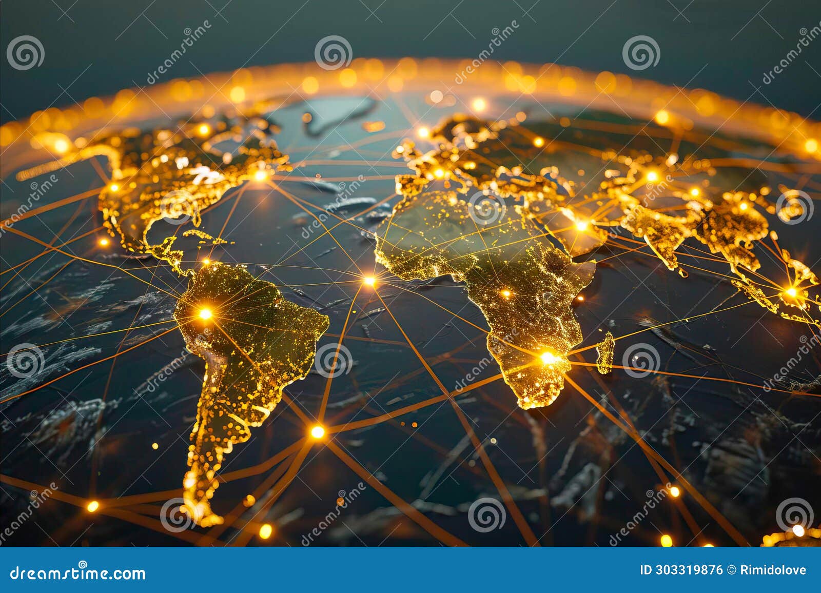 A World Map with Internet Network Connection Lines. Stock Illustration ...