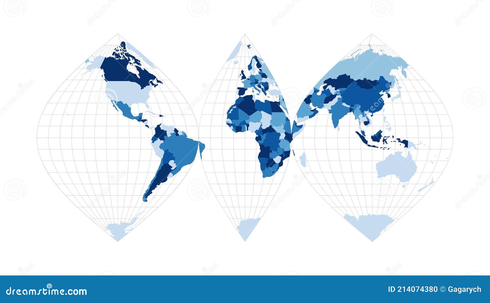 World Map. Interrupted Sinusoidal Projection Stock Illustration ...
