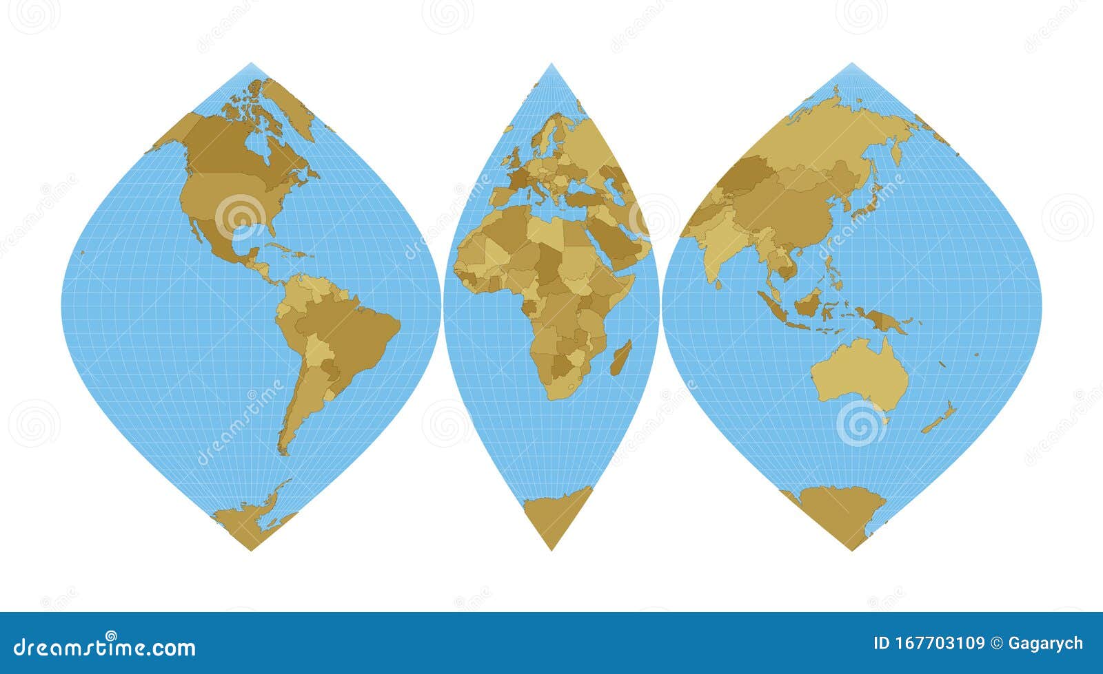 World Map. Interrupted Sinusoidal Projection Stock Vector ...