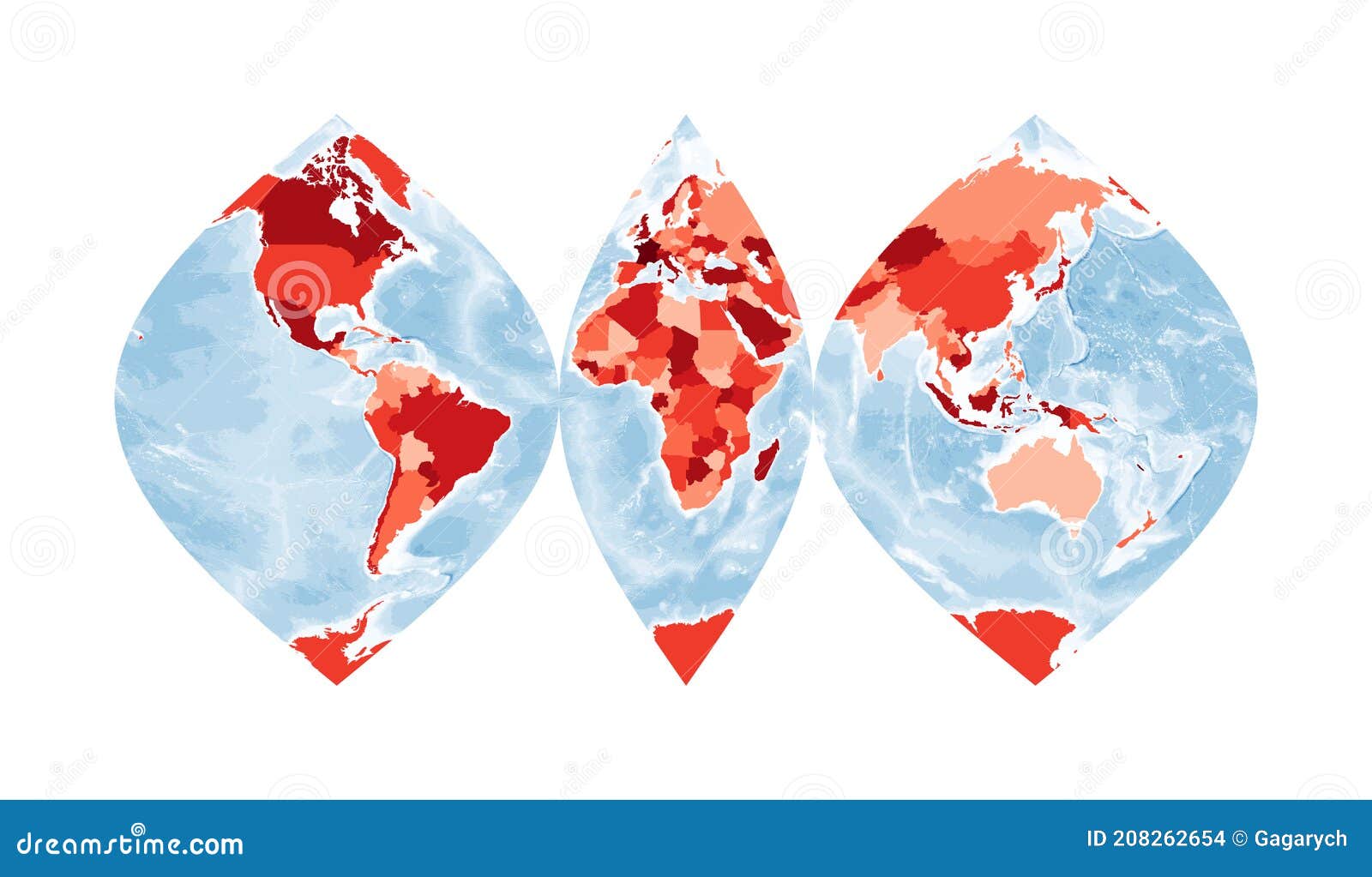 World Map. Interrupted Sinusoidal Projection Stock Vector ...