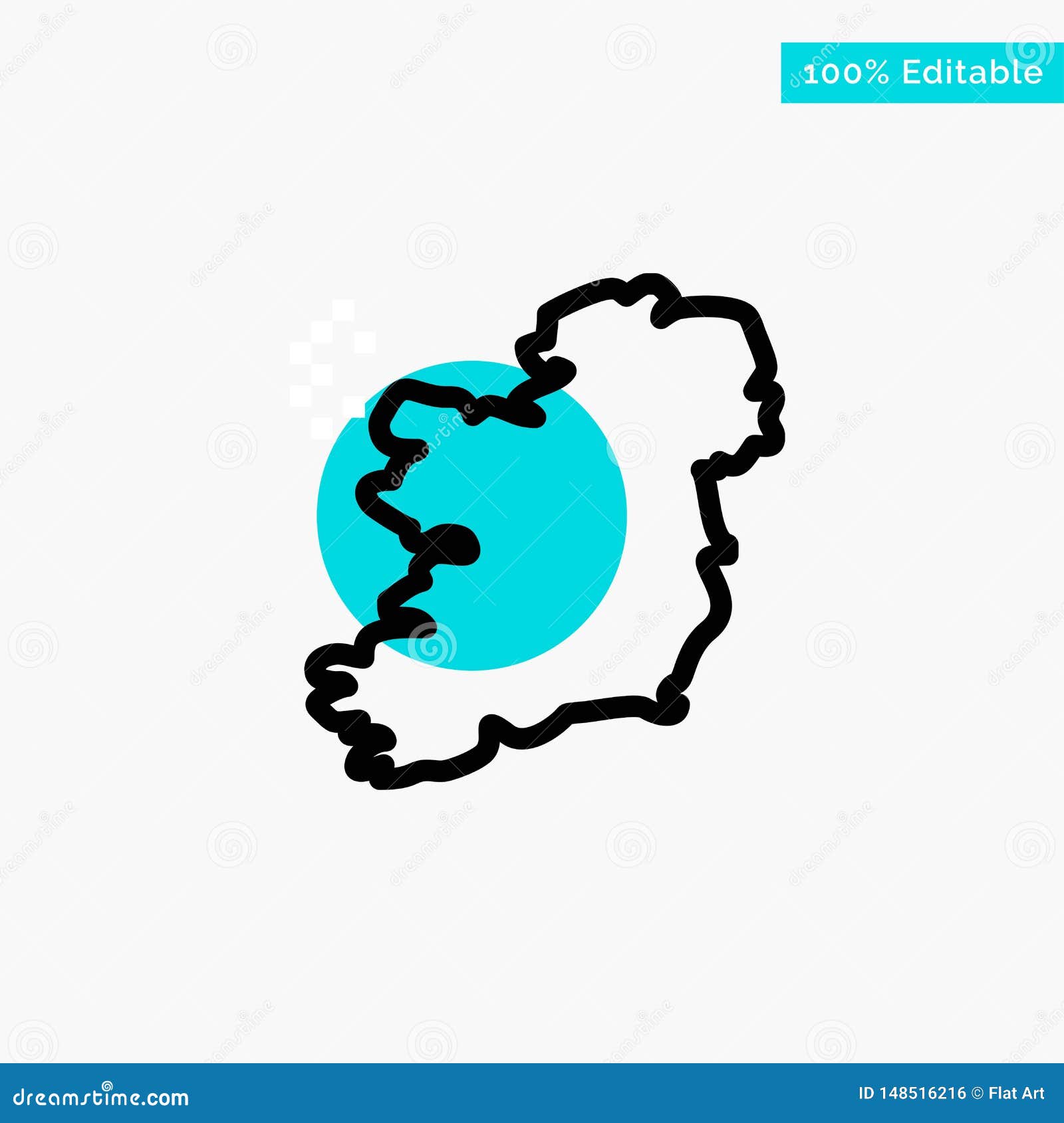 World, Map, Ireland Turquoise Highlight Circle Point Vector Icon Stock ...