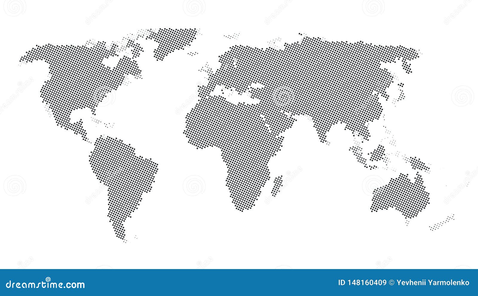 World Map Isolated on White Background. Dotted World Map. Vector ...