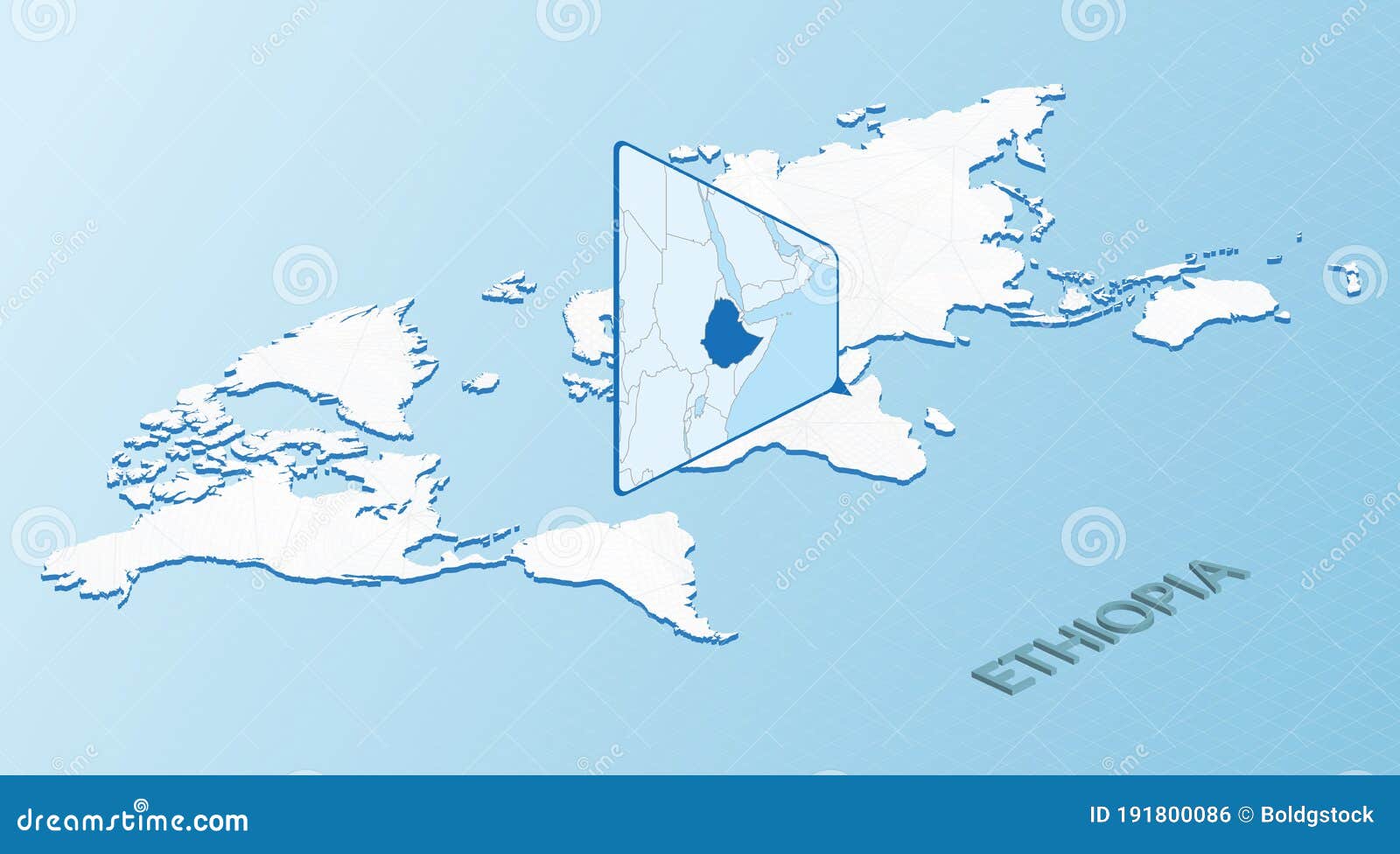 World Map in Isometric Style with Detailed Map of Ethiopia. Light Blue ... World Map in Isometric Style with Detailed Map of Ethiopia. Light Blue ...