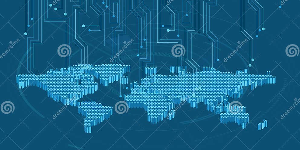 World Map Isometric. Wireframe Composition Stock Vector - Illustration ...